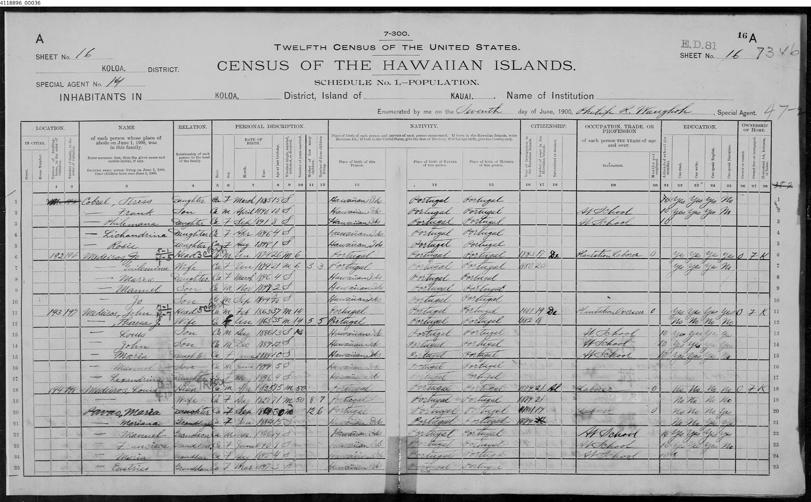 Pukana Aloha, A Family Keepsake: Portuguese (Azores) Ancestors to Kaua'i