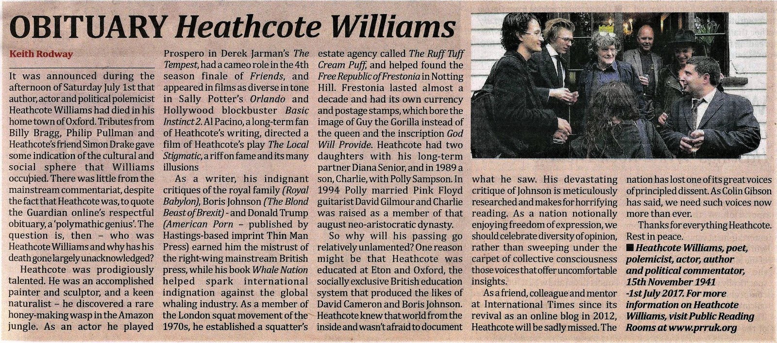 The Generalist: HEATHCOTE WILLIAMS HAS DIED