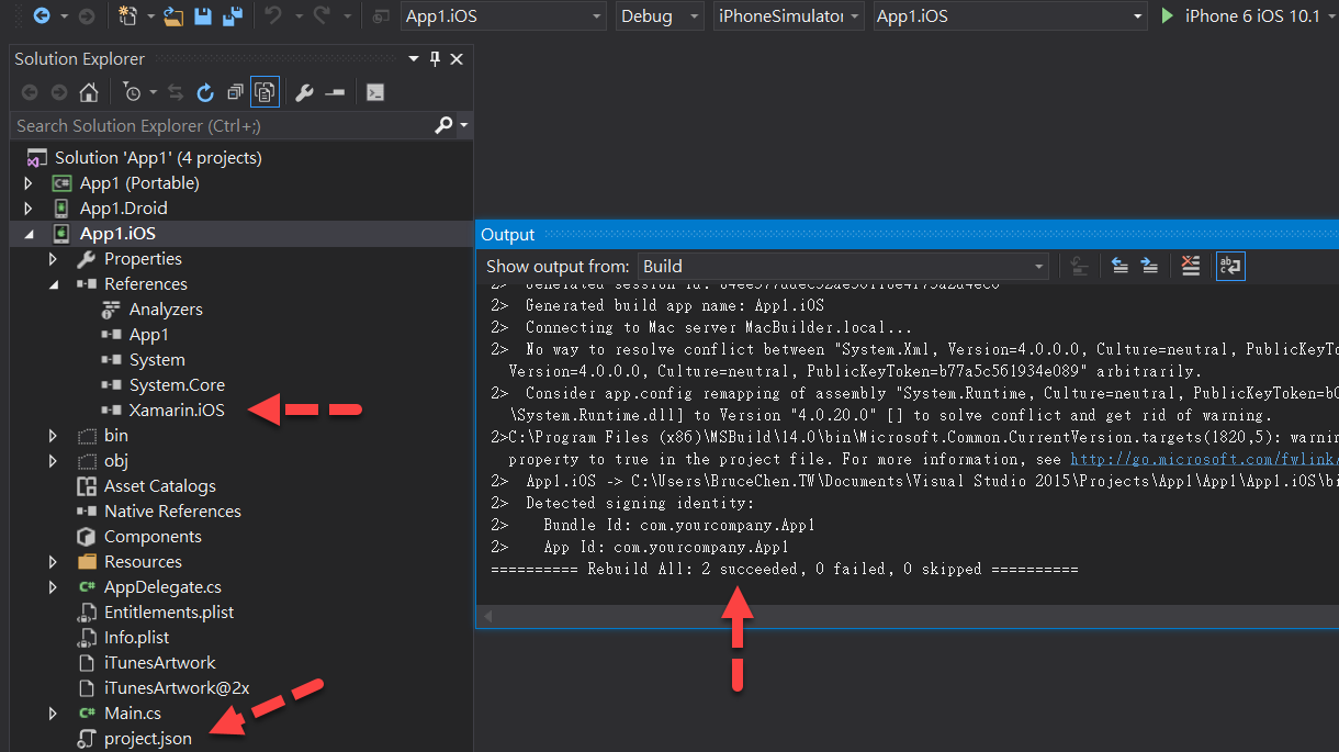 KingKong Bruce記事: 將Xamarin.Forms的Droid與iOS專案轉換使用NuGet v3和Project.json管理套件