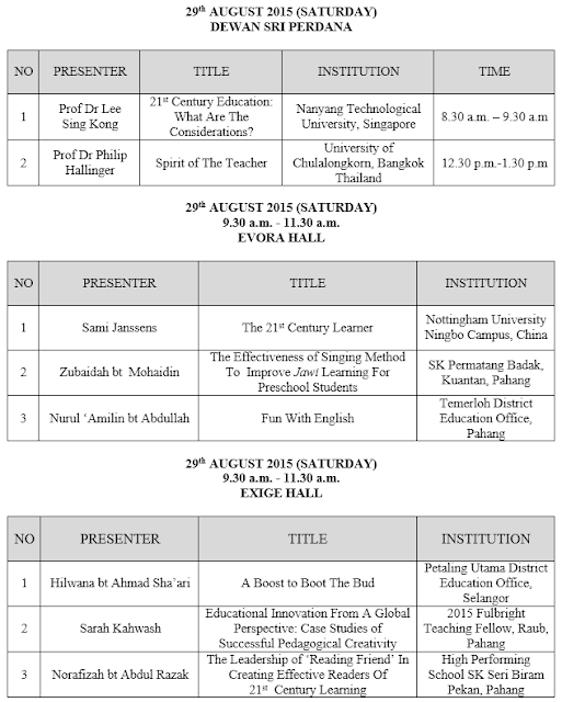 PEKAN INTERNATIONAL EDUCATION CONFERENCE: Schedule & Presenter