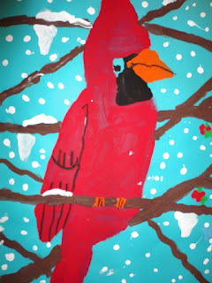 Thomas Elementary Art: 3rd Grade Winter Cardinal Landscapes