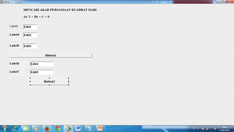 Contoh Program Mencari Akar Persamaan Kuadrat Menggunakan Delphi 7 - Belajar