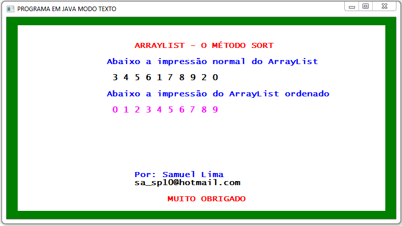 Samuel Lima - Programador C/C++/Java: ArrayList - o método sort