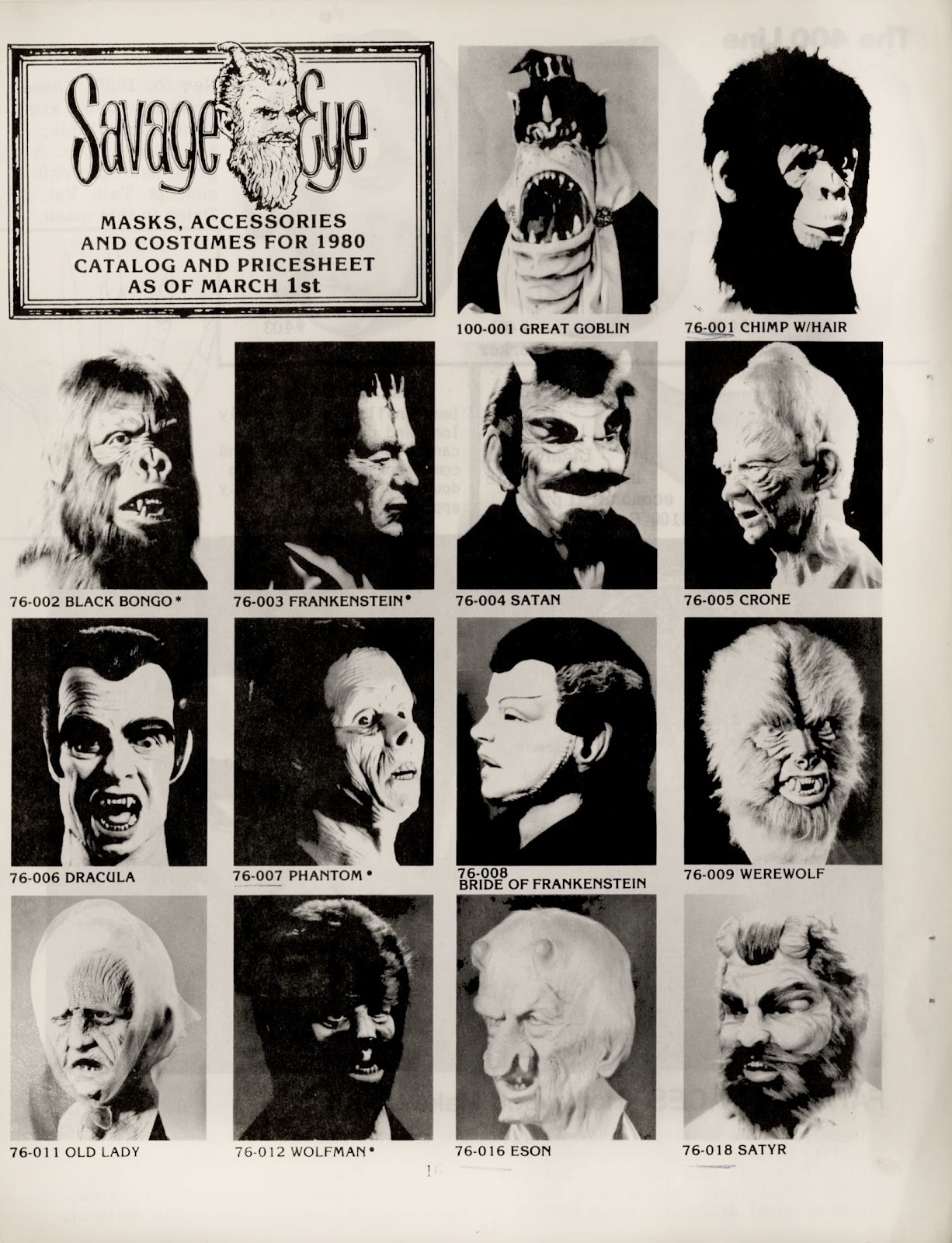 1980 Savage Eye Catalog | Blood Curdling Blog of Monster Masks