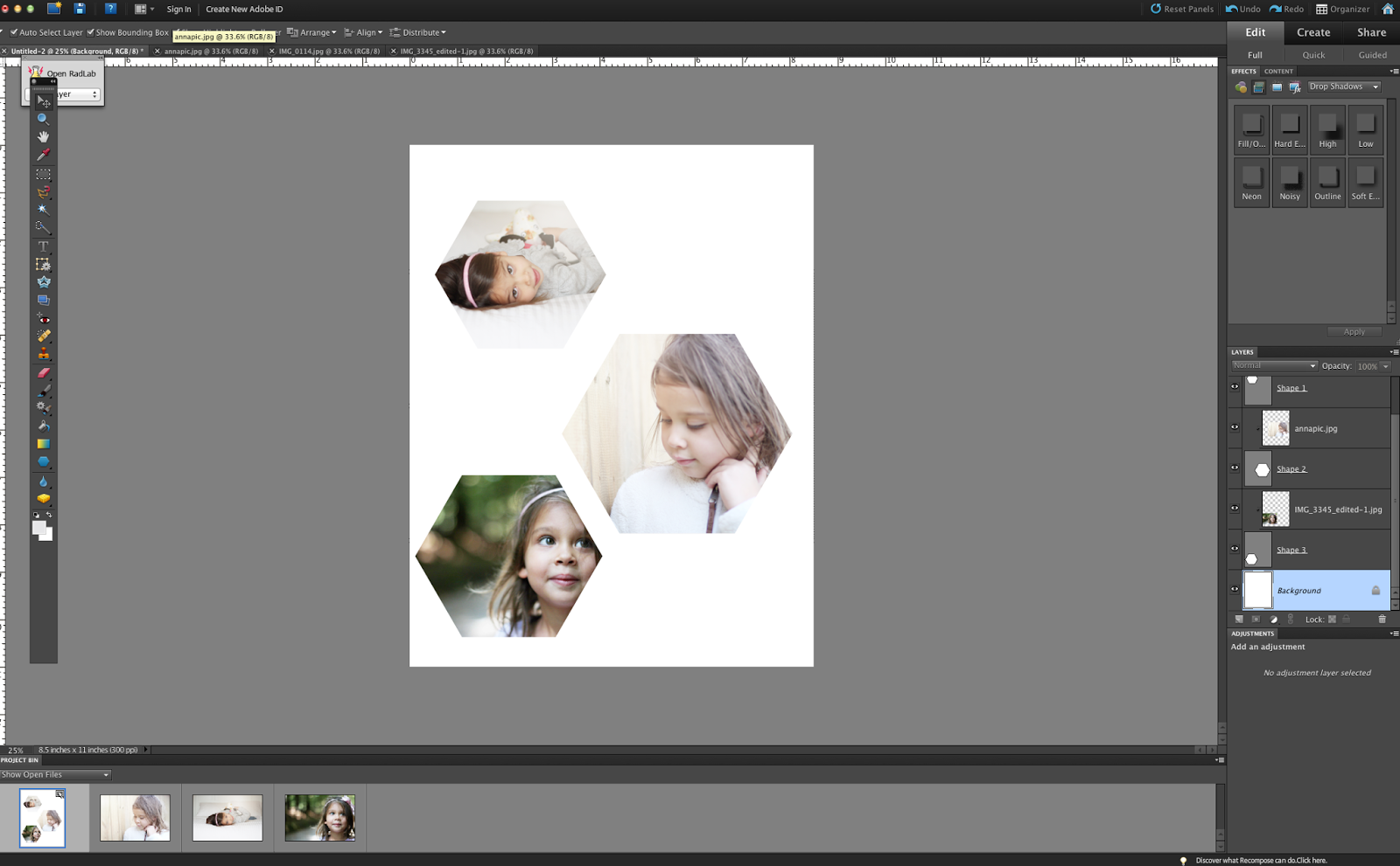 Stephanie Makes: tutorial: creating hexagon shaped photos