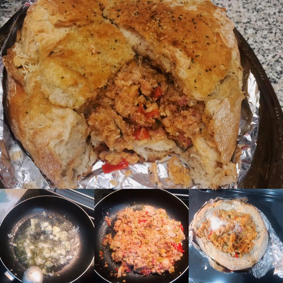 Diário de uma desempregada: sêmea recheada com carne e legumes