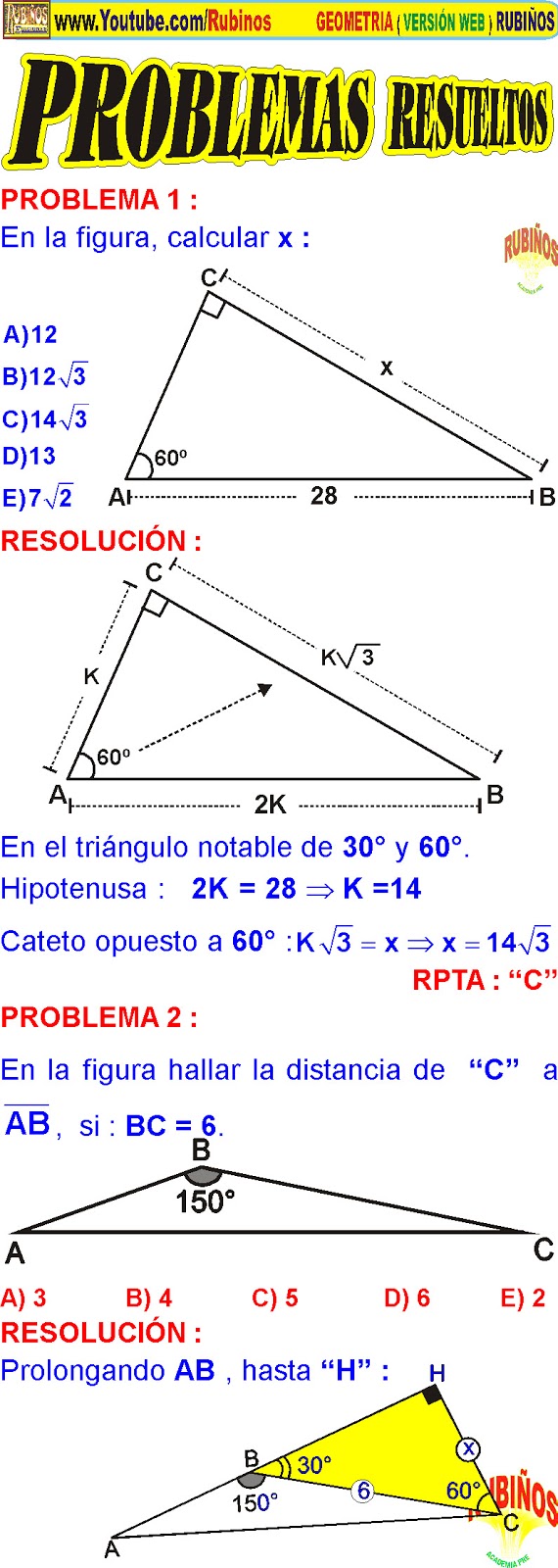 TriÁngulos Notables Ejercicios Resueltos De Secundaria Pdf
