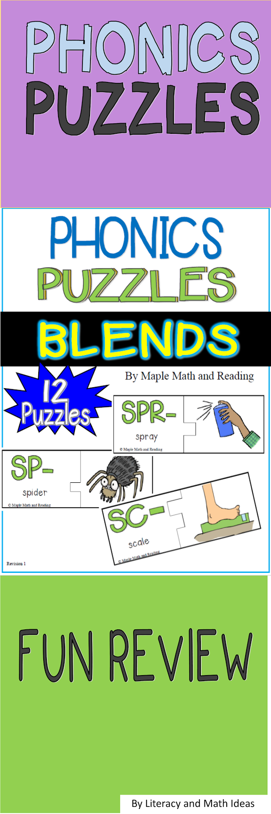 Literacy & Math Ideas: CCV Phonics Puzzles (Consonant Blends)