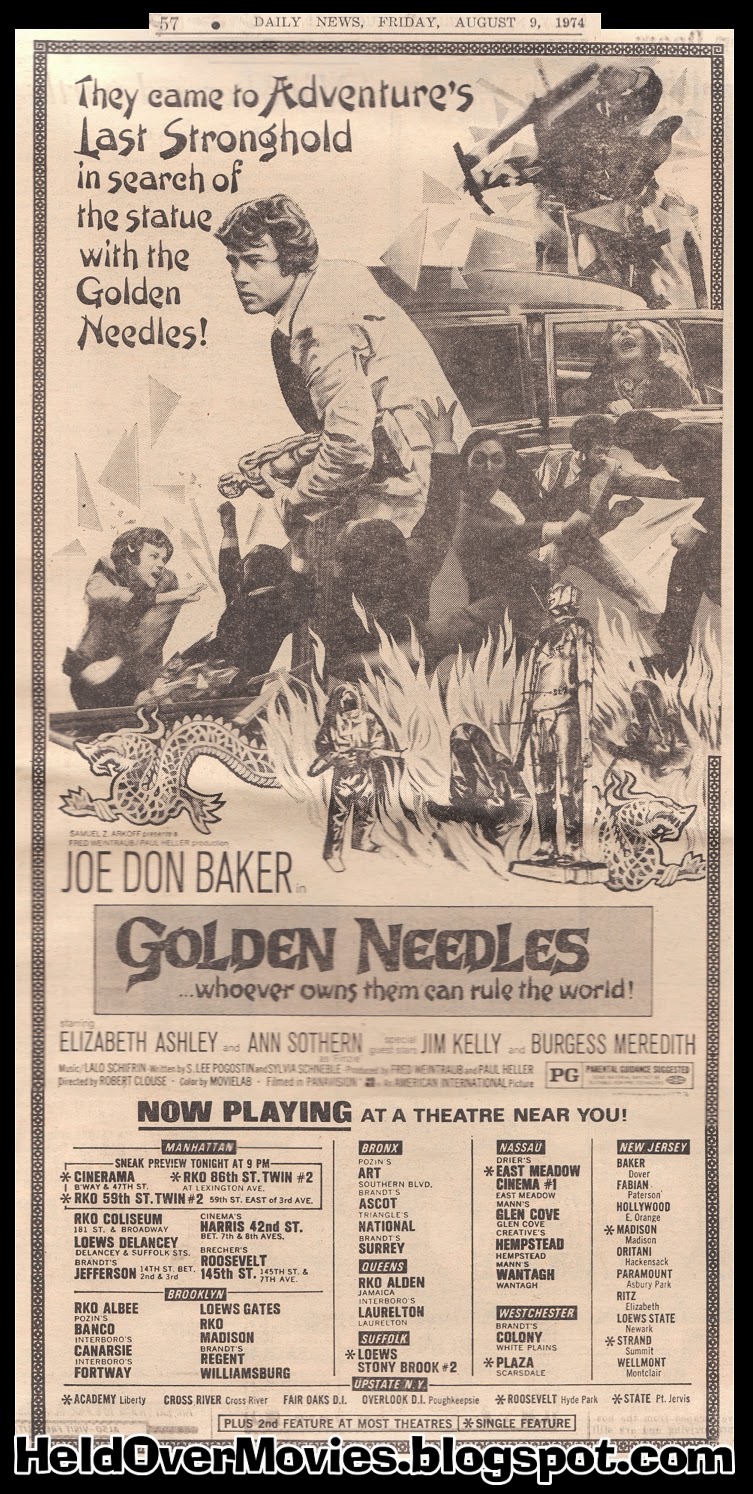 Held Over! Newspaper Movie Ads: Golden Needles 1974