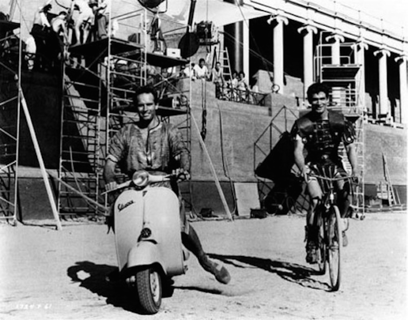 Funny Photos of Charlton Heston and Stephen Boyd Riding a Vespa During ...