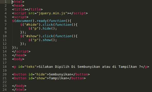 JQuery Tutorial Part 2 : Hide/Show and Fade on JQuery - CREATE-SCRIPT - ANGGA BLC TELKOM