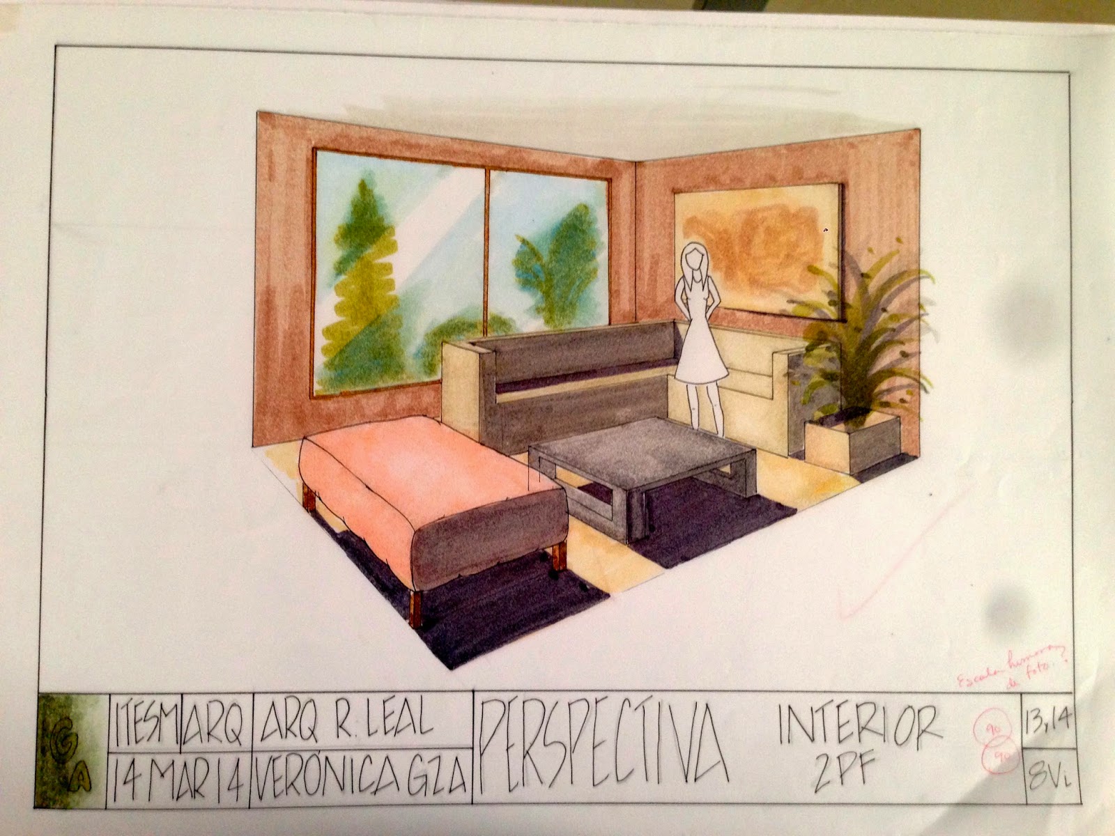 Geometría Aplicada: Perspectiva Interior 2 Puntos de Fuga