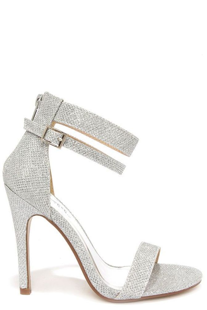 Silver One Strap Heels
