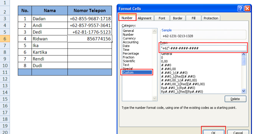 Membuat Format Otomatis Untuk Input Nomor Telepon Dalam Microsoft Excel ...