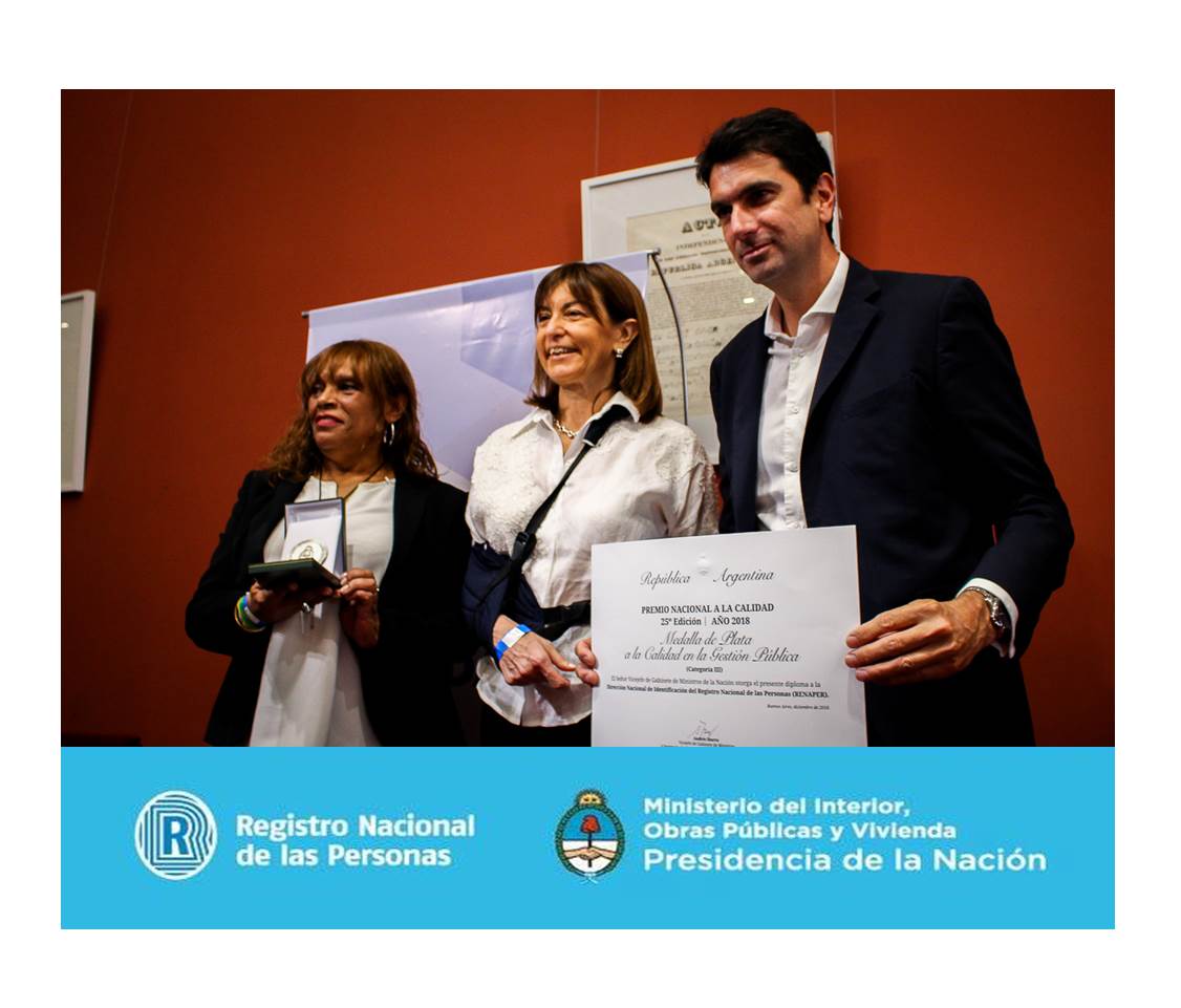 RENAPER PREMIO A LA CALIDAD: RENAPER, RECIBIMOS LA MEDALLA DE PLATA