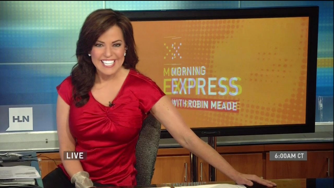 Ladies in Satin Blouses: Robin Meade - red satin top