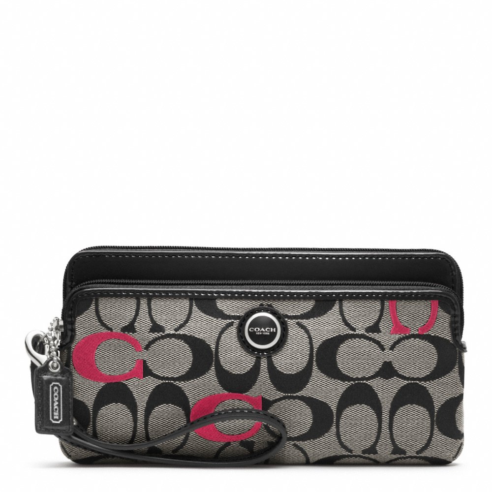 LiTTLE-KiOSK: Coach Poppy Embroidered Signature Double Zip Wallet #48419