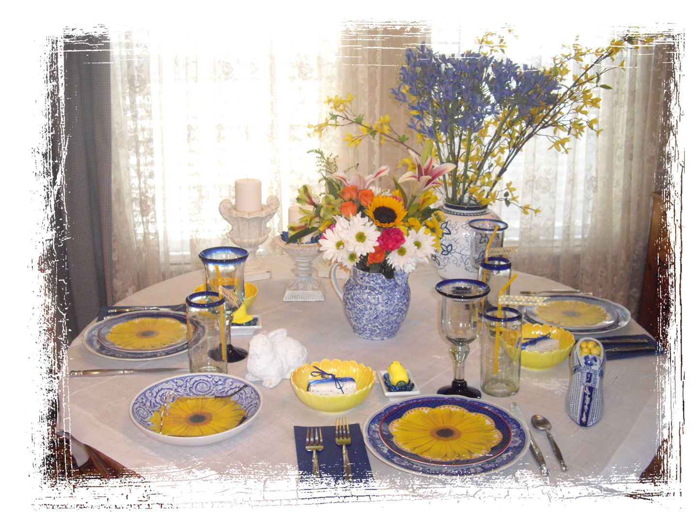 Shannon's Shanonigins: Blue, White, & Yellow Spring Tablescape