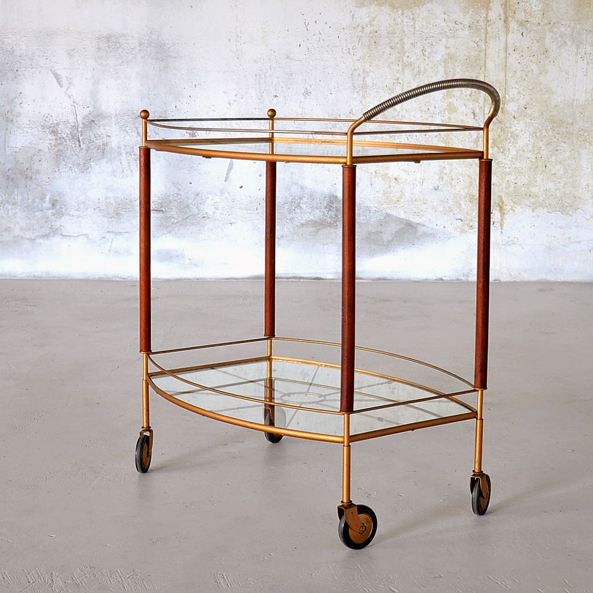 SELECT MODERN: Teak & Bronzed Rolling Bar Cart
