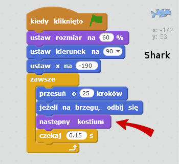 Przykładowa animacja w środowisku Scratch