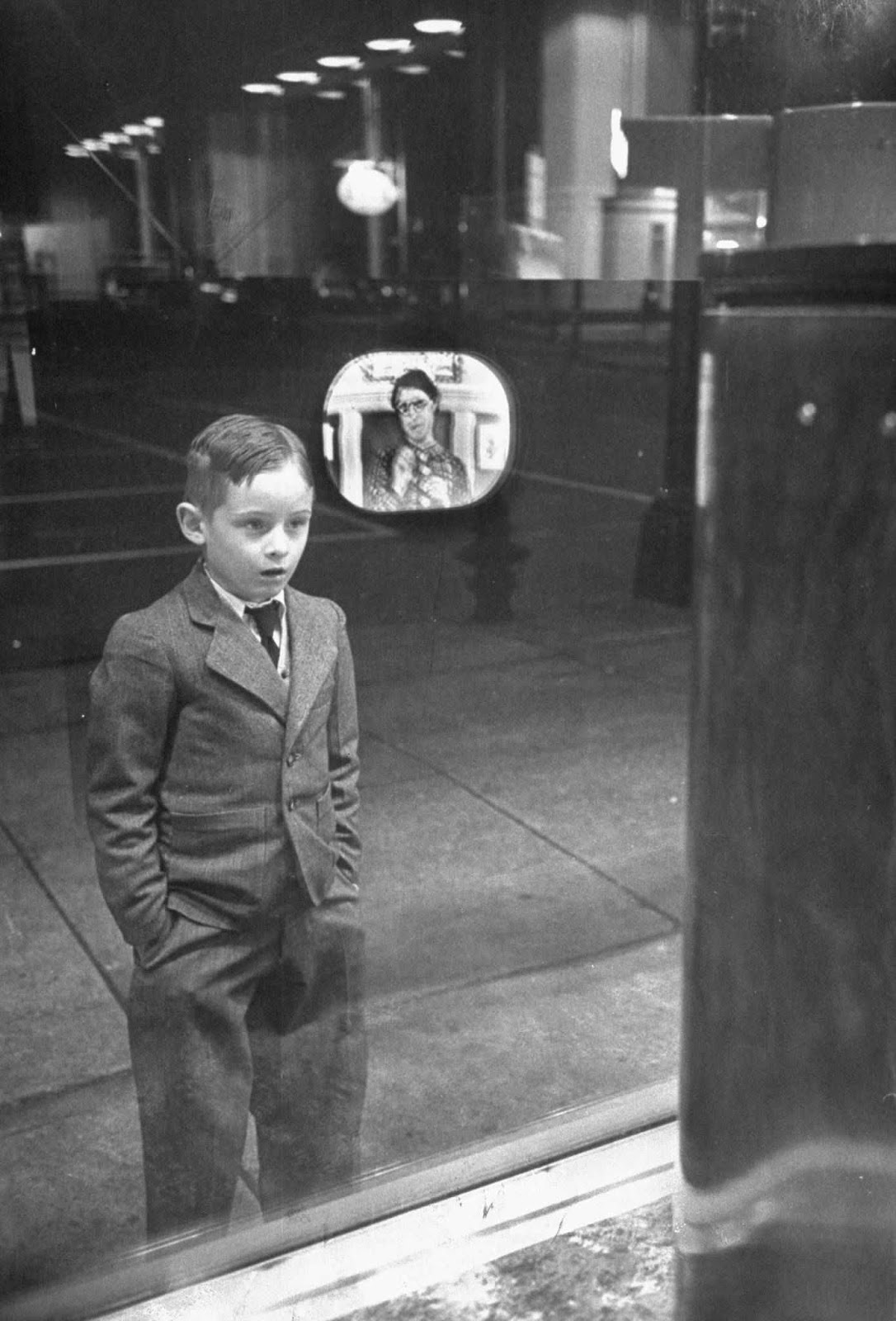 Boy Watching TV for the First Time in an Appliance Store Window, 1948 ...