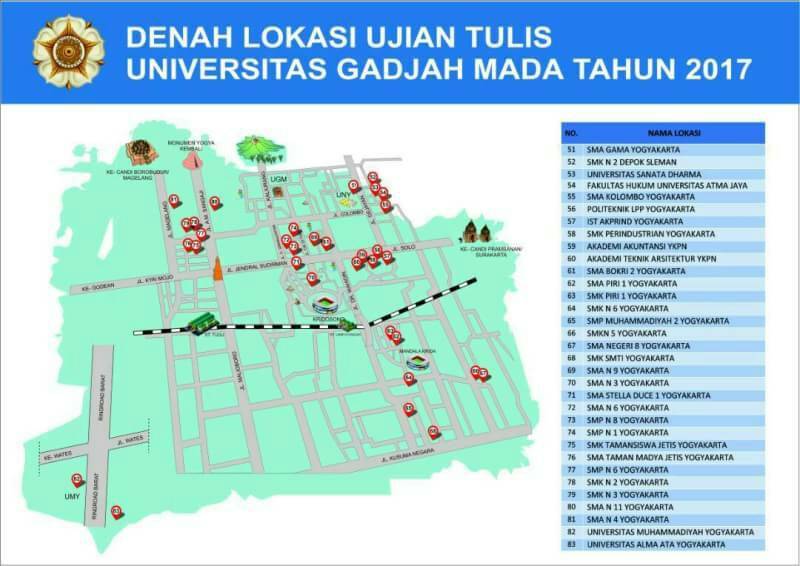 Denah Lokasi Ujian Tulis (UTUL) Universitas Gadjah Mada Tahun 2017 ...