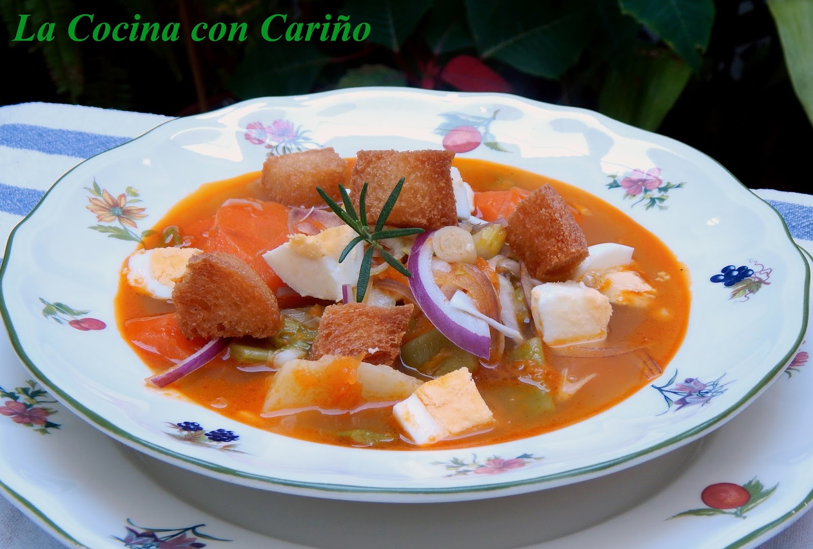 SOPA DE CALABAZA Y JUDIAS VERDES