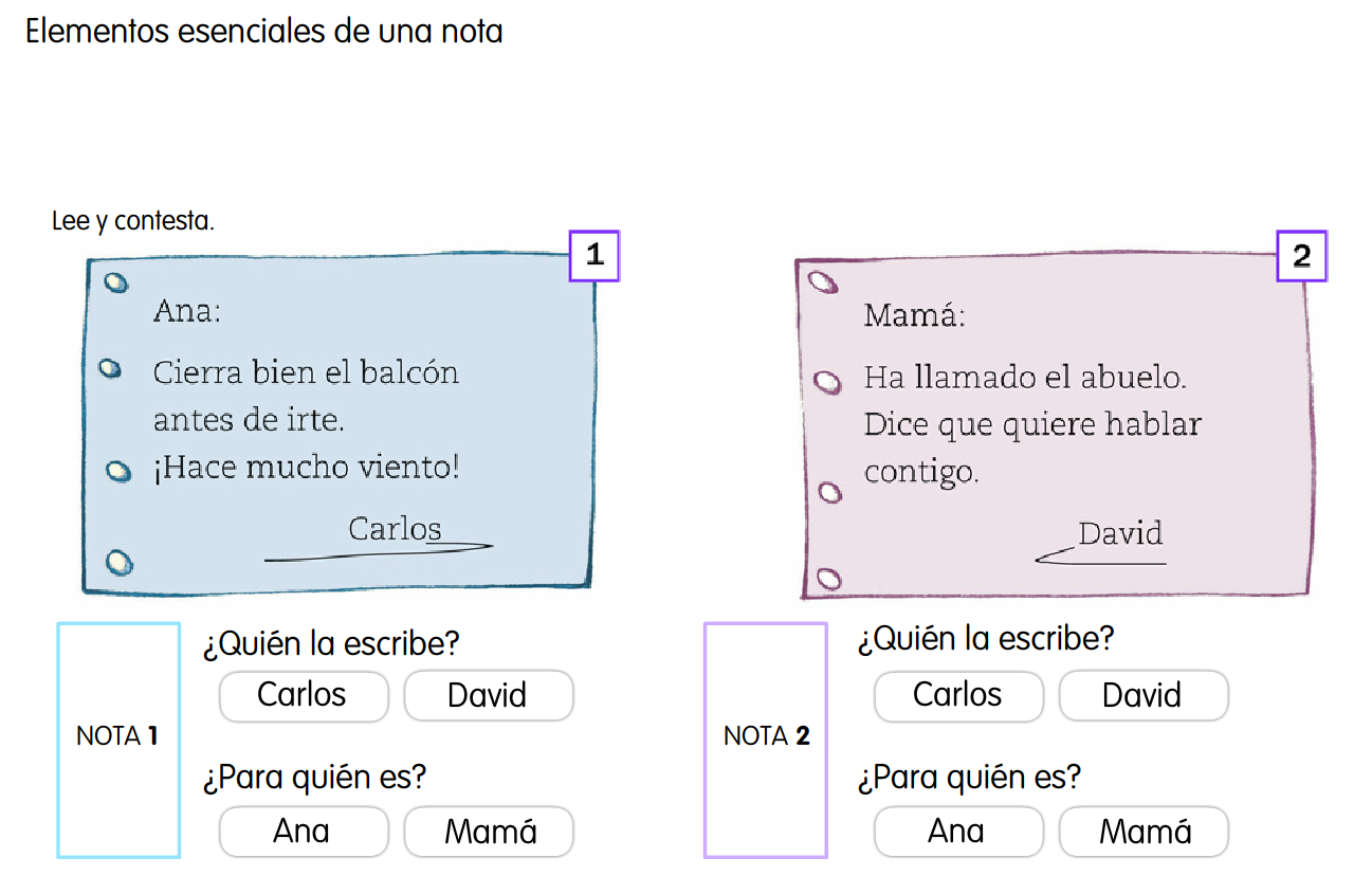 Primero de mi cole: Escribo una nota