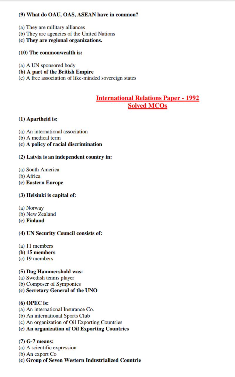CSS All past papers 1971 to 2018: CSS International Relations Solved ... CSS All past papers 1971 to 2018: CSS International Relations Solved ...