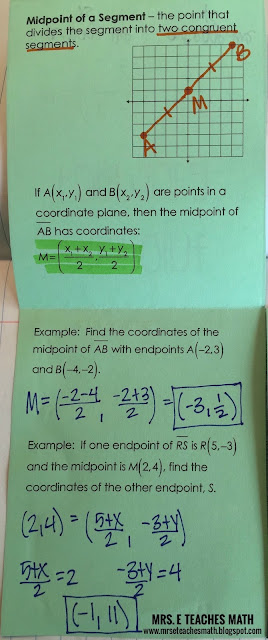 Midpoint and Distance Formulas Interactive Notebook Page | Mrs. E ...