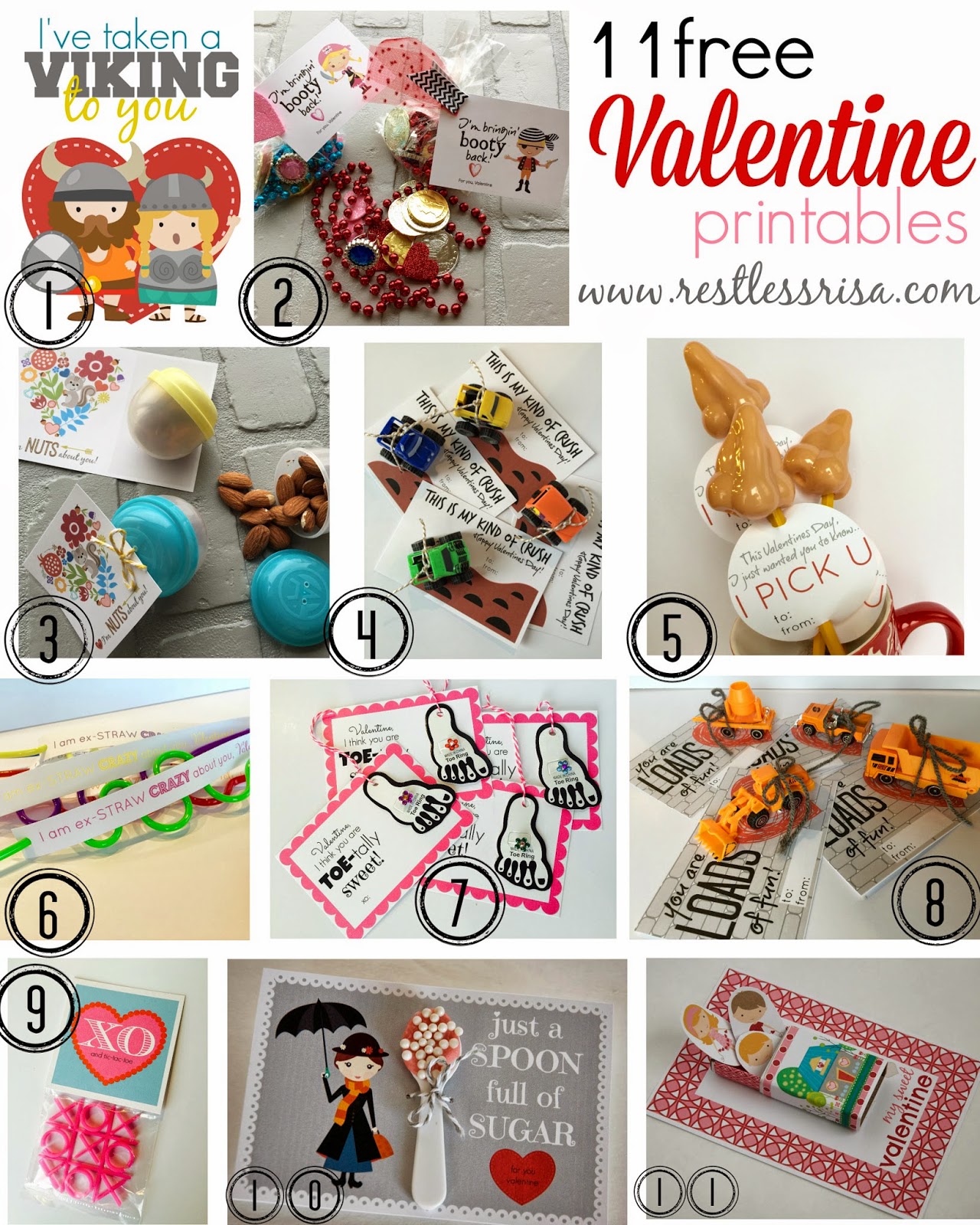 restlessrisa: Valentine Round-up! 11 printable Valentines for you!