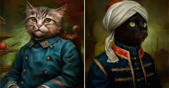 Flequilu en particular: Retratos de gatos con vestimentas históricas