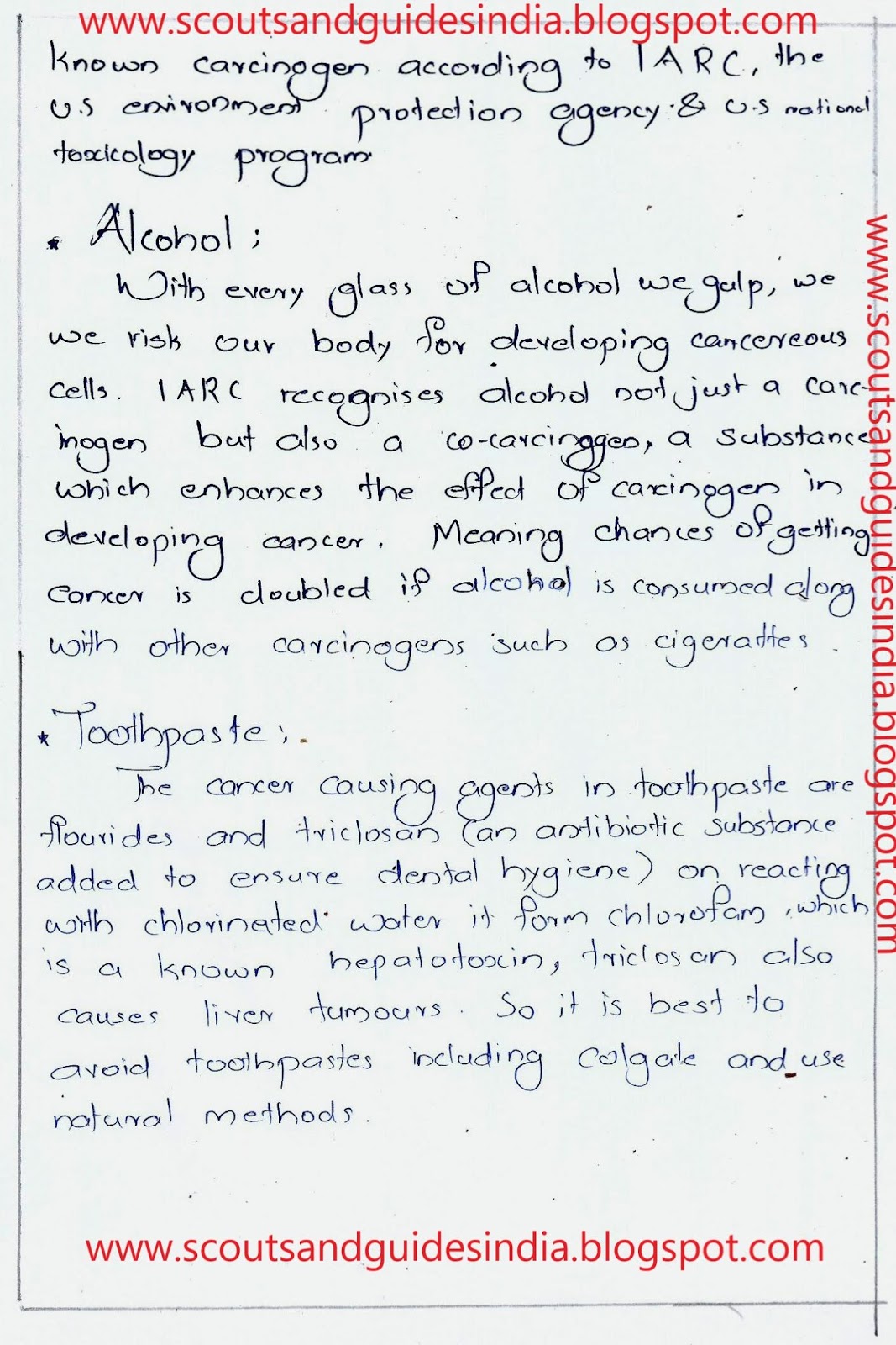 CANCER AWARENESS SCOUT AND GUIDE PROFICIENCY BADGE NOTES