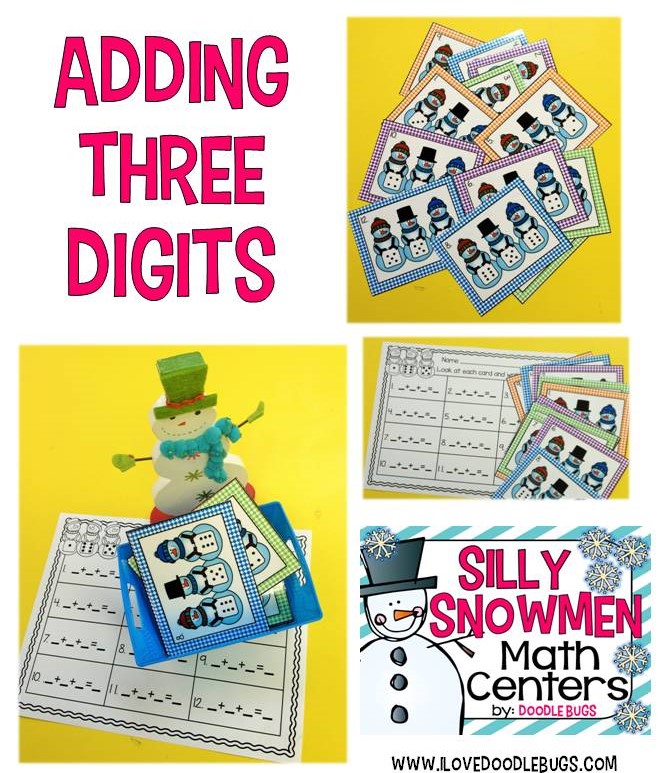 Doodle Bugs Teaching {first grade rocks!}: Silly Snowmen Math Centers