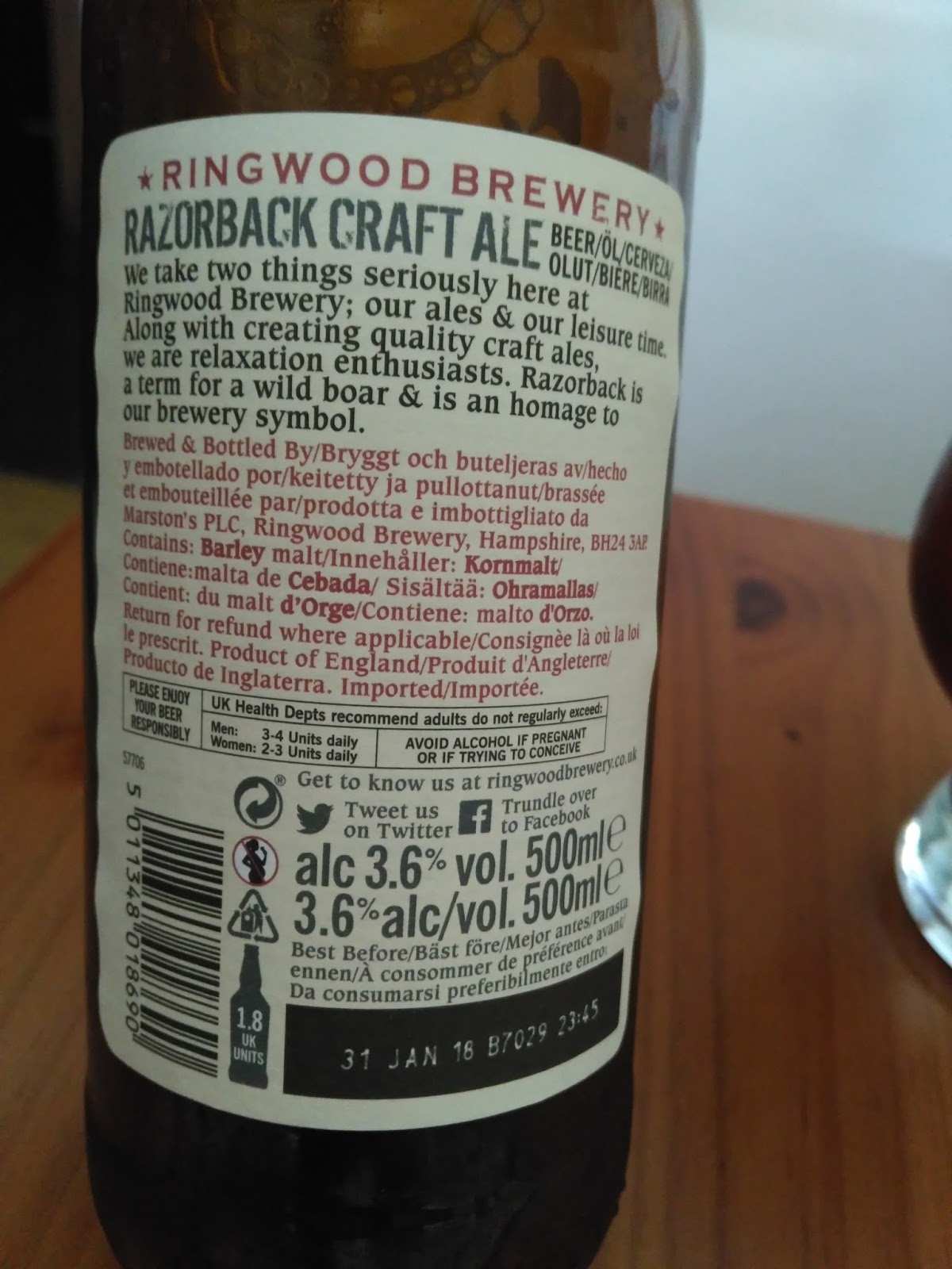 MI RINCON CERVECERO: Ringwood Brewery - Razorback Craft Ale