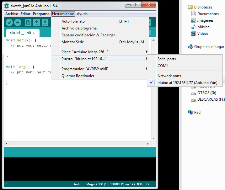 EAP: Arduino Mega 2560 + YUN Shield + AVR Atmel Studio v6.2