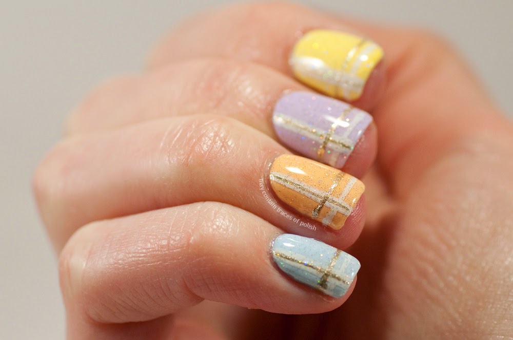 Pastel plaid nail art - May contain traces of polish