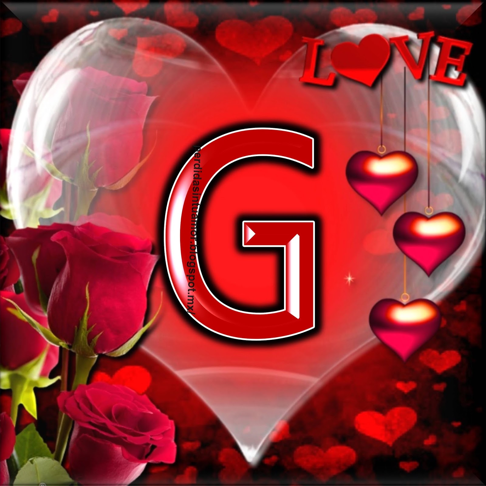 "La Ciudad Del Olvido": CORAZÓN CON ROSAS CON TU INICIAL ( G )