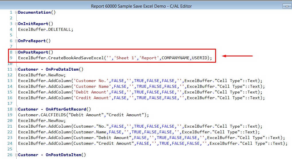 Microsoft Dynamics NAV 2016 - Save Export to Excel