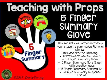 Live and Learn: First Week of School: Five Finger Summary Glove