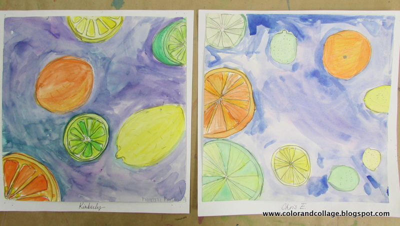 Color, collage, and much more: Citrus Fruit observational drawing