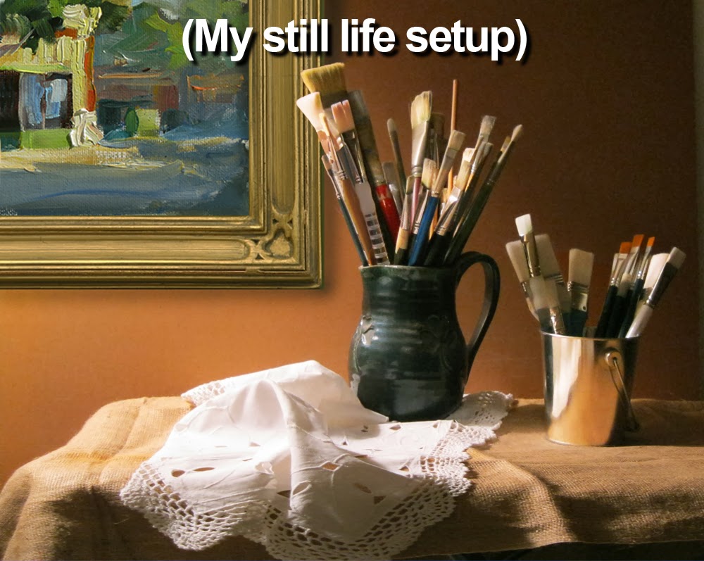 TOM BROWN FINE ART: ARTIST'S STUDIO, BRUSHES, COLORFUL STILL LIFE by ...