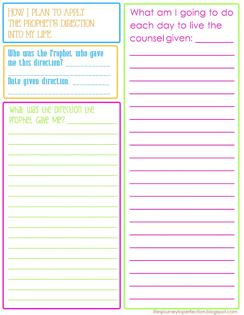 Life's Journey To Perfection: General Conference Ideas and Activities Spring 2015