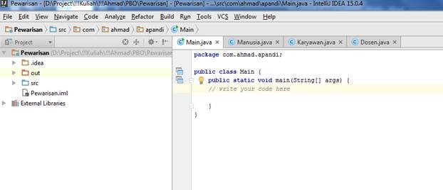 contoh program dengan pemanfaatan pewarisan java extends