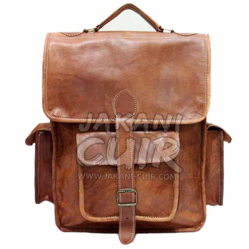 Jakani Cuir Nature: Moroccan Natural Leather Backpack