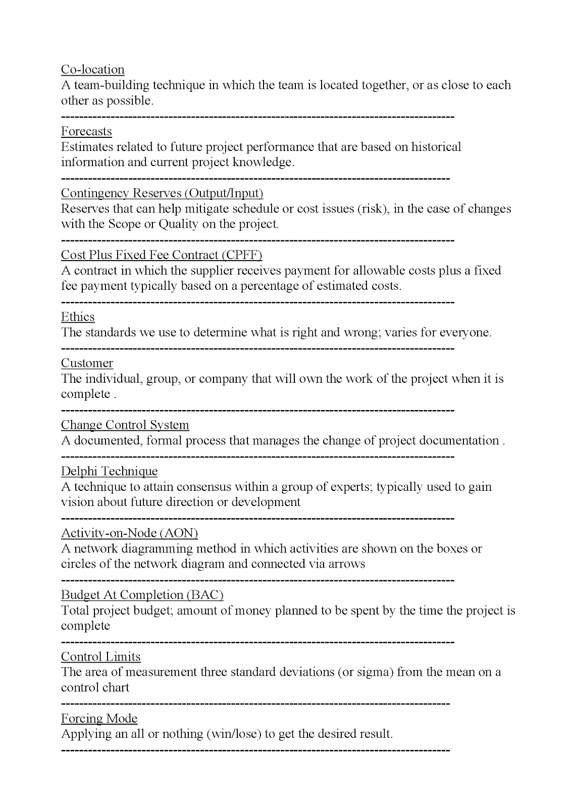 Project Management terminology Project Management terminology