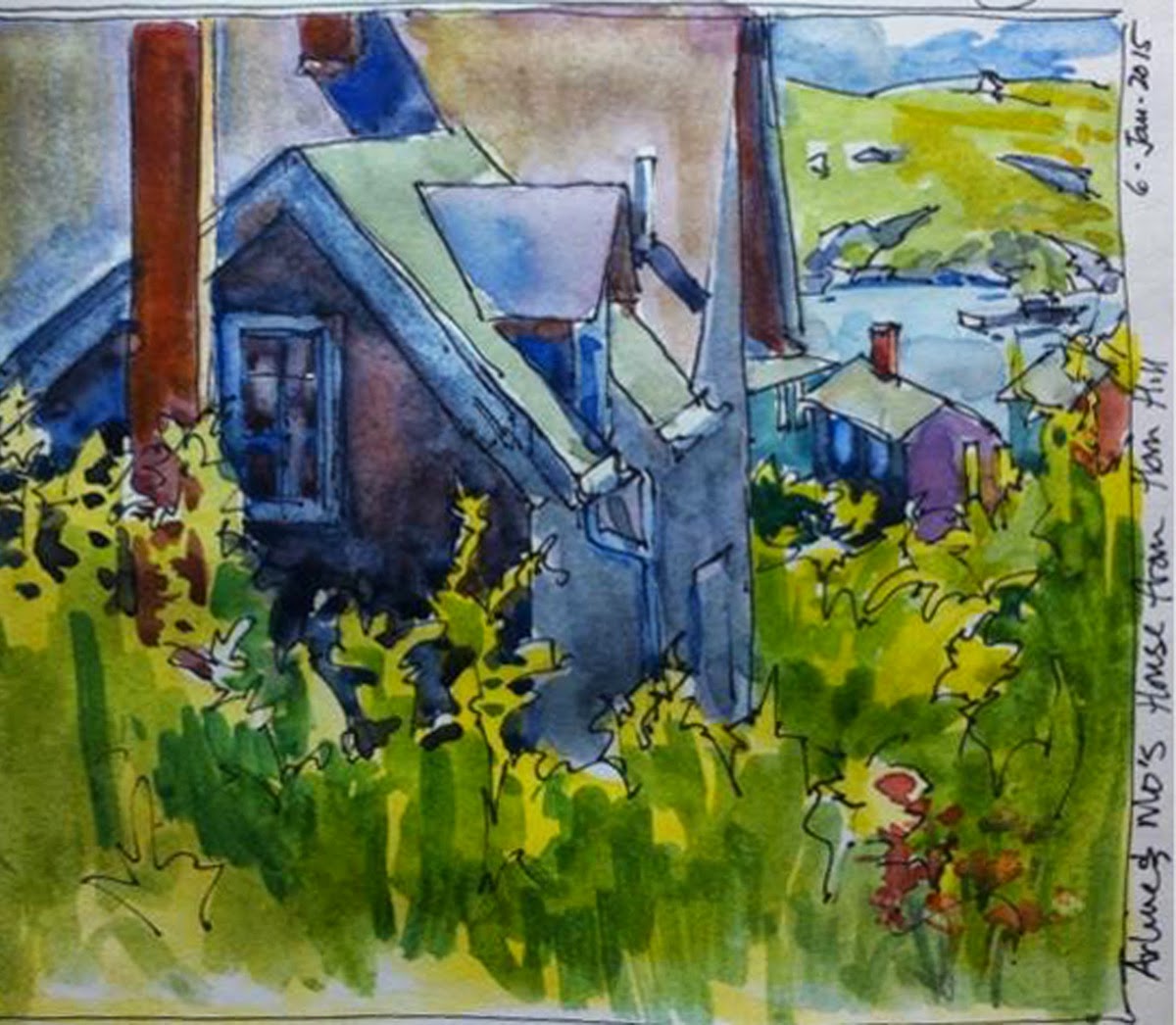 Jody Regan Paints: "Arline and Mo's" watercolor & ink 6 x 7