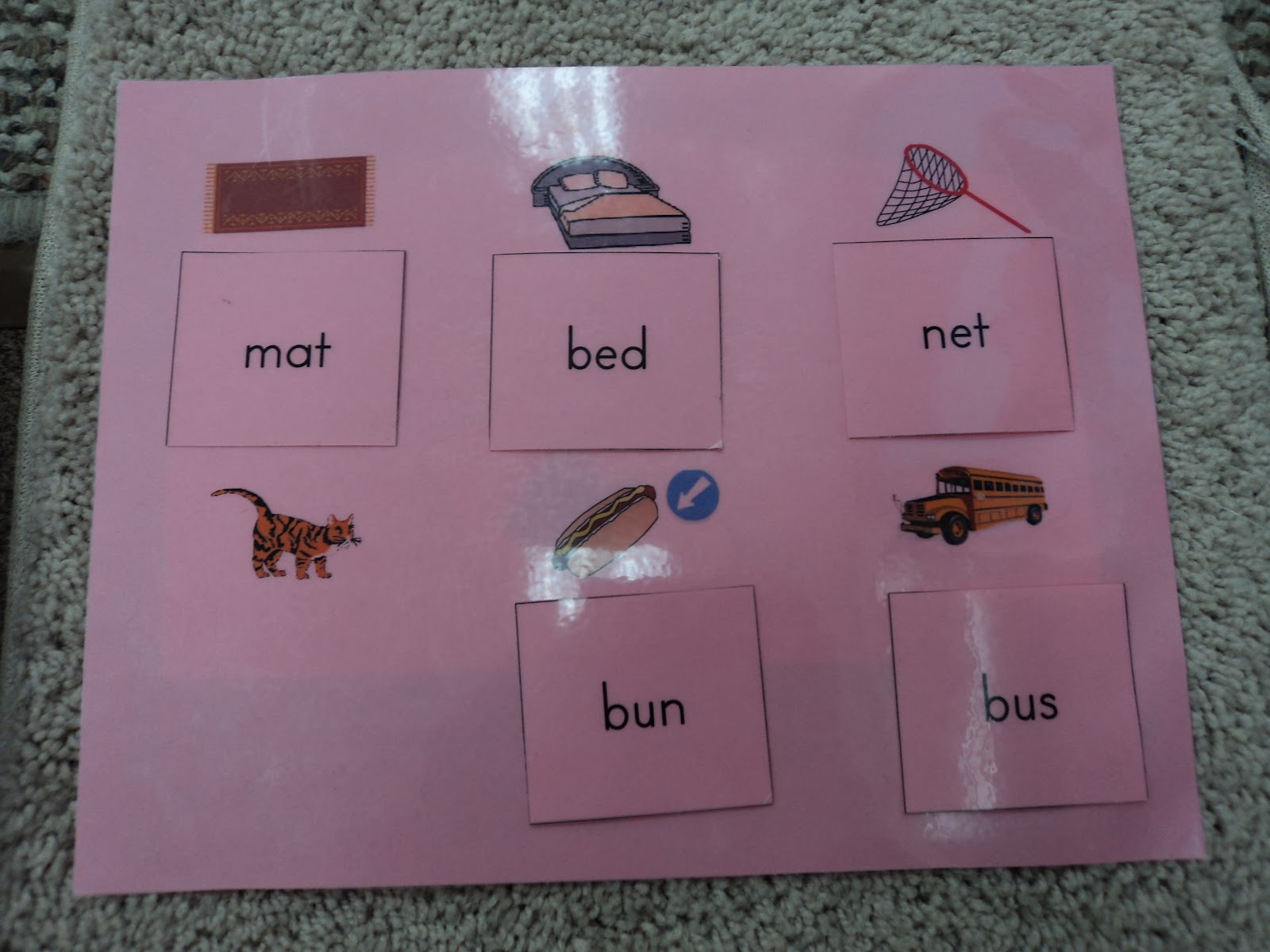 Crazy About Montessori: Pink Material Picture/Word Match
