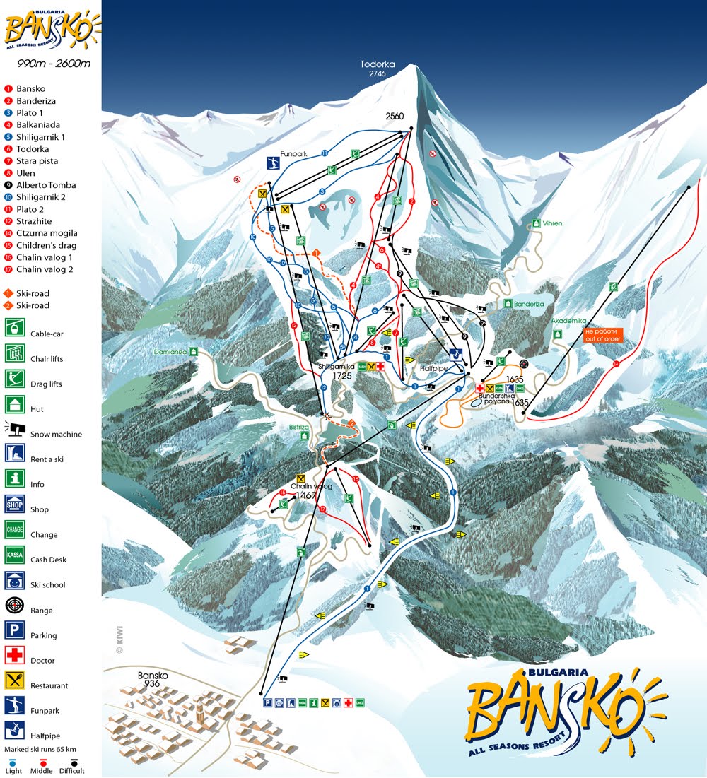 Romania Live: Bansko live webcam Harta partii schi Bansko