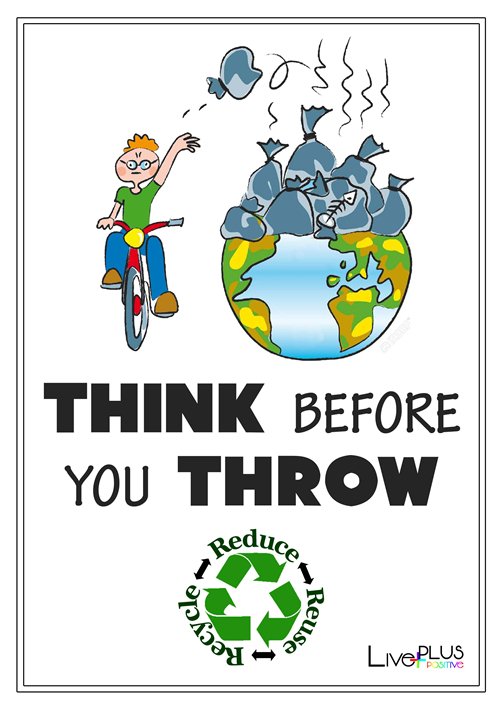 Printable "Think Before You Throw" Sign | Live Plus
